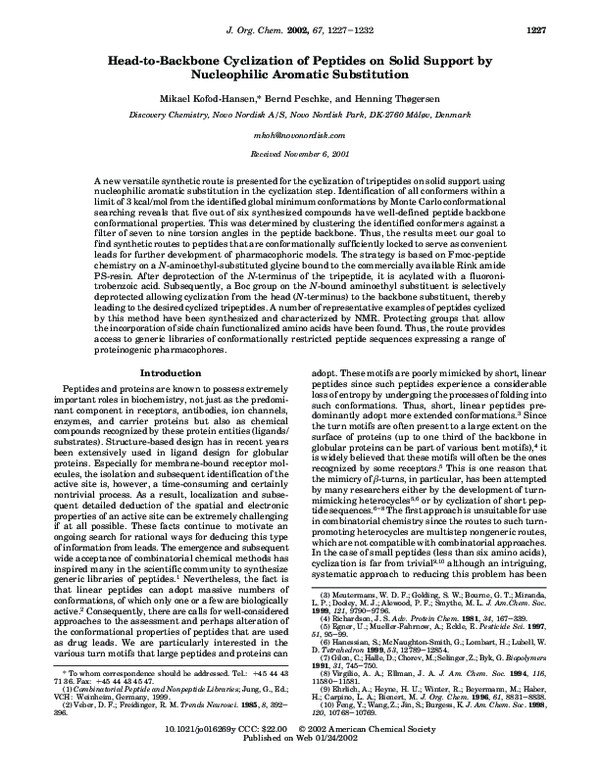 (PDF) Head-to-Backbone Cyclization of Peptides on Solid Support by ...
