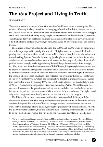 (PDF) The 1619 Project and Living in Truth