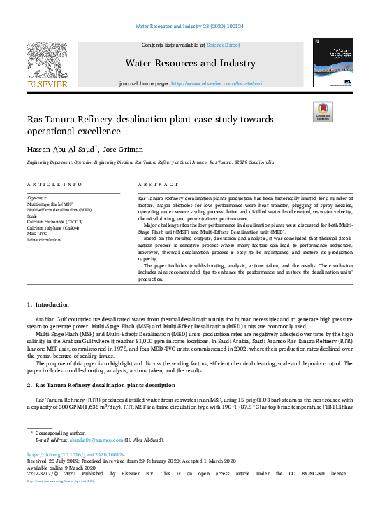 (PDF) Ras Tanura Refinery desalination plant case study towards ...