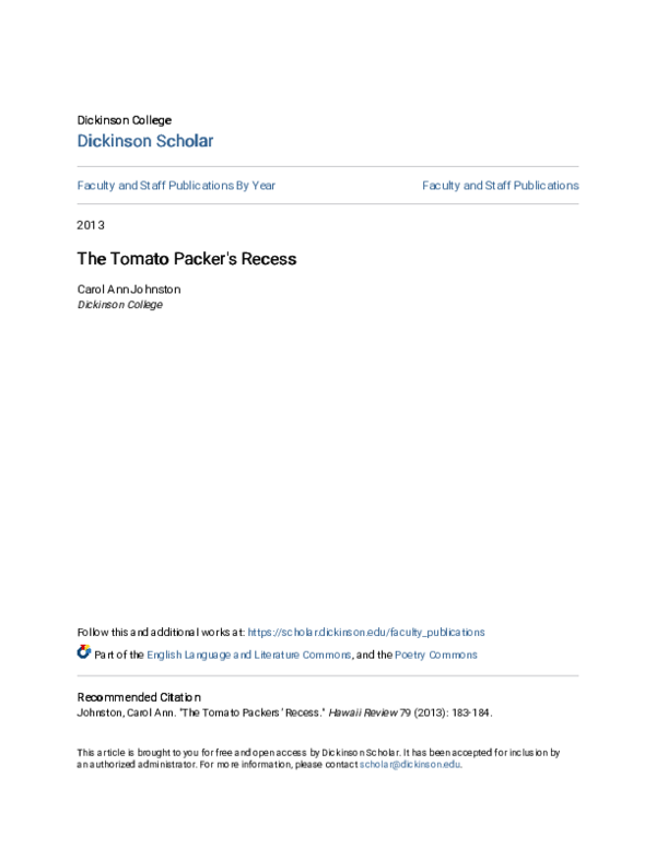 (PDF) The Tomato Packer's Recess