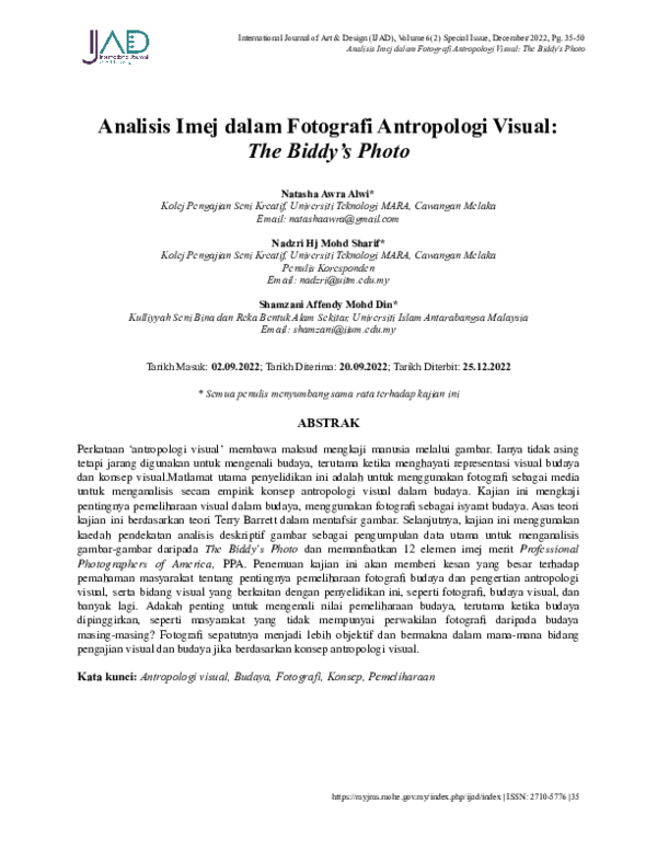 (PDF) Image Analysis in Visual Anthropology Photography: The Biddy's Photo