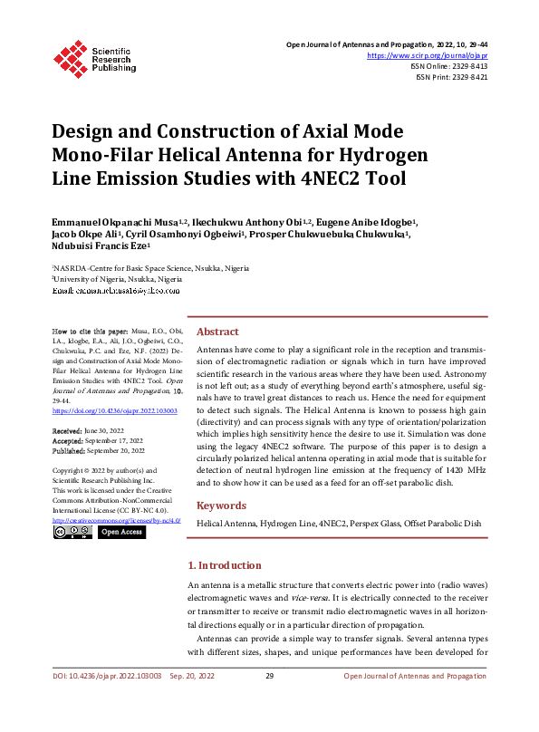 (PDF) Design and Construction of Axial Mode Mono-Filar Helical Antenna ...