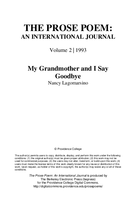 (PDF) My Grandmother and I Say Goodbye
