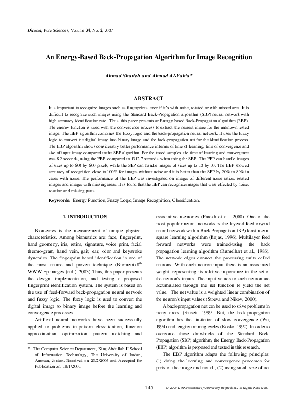 (PDF) An Energy-Based Back-Propagation Algorithm for Image Recognition