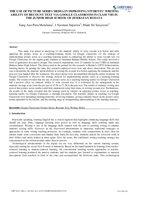(PDF) The Use of Picture Series Media in Improving Students’ Writing ...