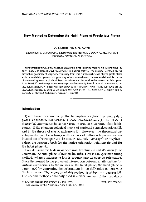 (PDF) New method to determine the habit plane of precipitate plates ...