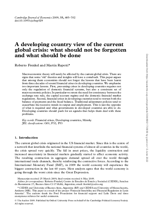 (PDF) A developing country view of the current global crisis: what ...