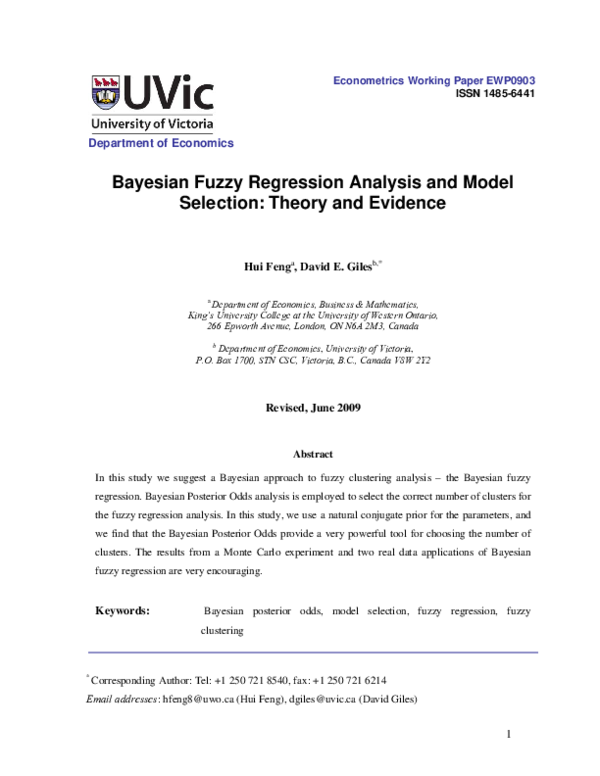 (PDF) Bayesian fuzzy regression analysis and model selection: theory and evidence