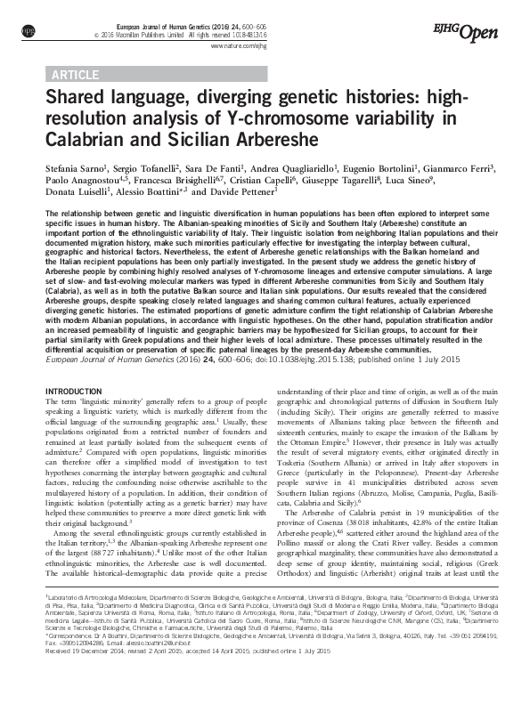 (PDF) Shared language, diverging genetic histories: high-resolution ...