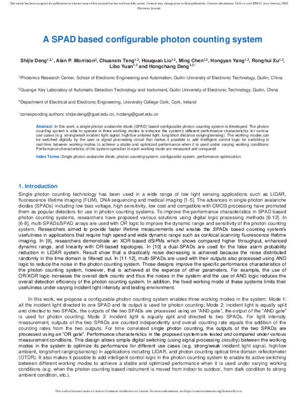 (PDF) A SPAD based configurable photon counting system | Alan Morrison - Academia.edu