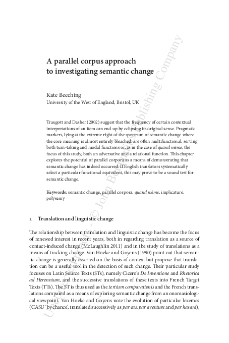 (PDF) A parallel corpus approach to investigating semantic change