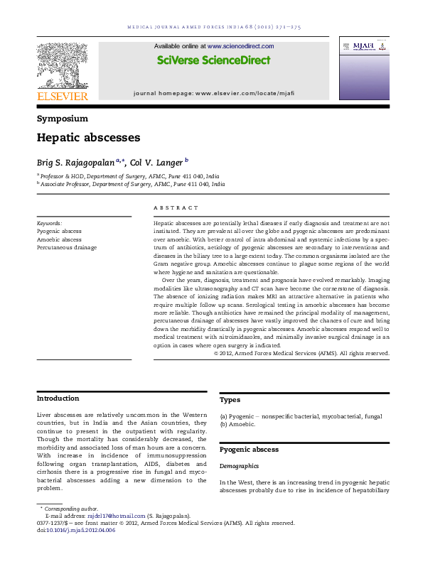 (PDF) Hepatic abscesses