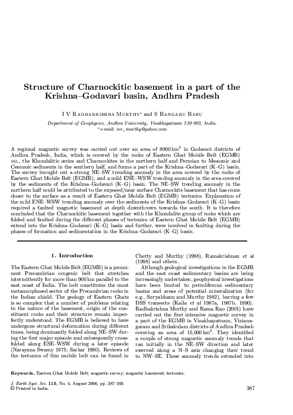 (PDF) Structure of Charnockitic basement in a part of the Krishna ...