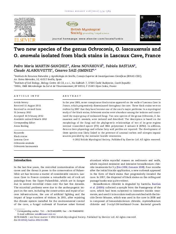 (PDF) Two new species of the genus Ochroconis, O. lascauxensis and O ...