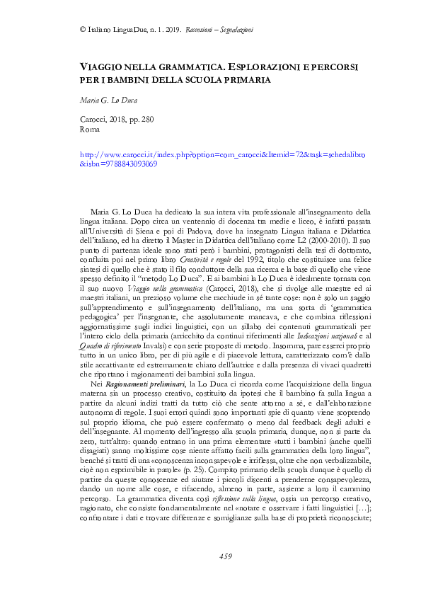 (PDF) Maria G. Lo Duca, VIAGGIO NELLA GRAMMATICA. ESPLORAZIONI E ...