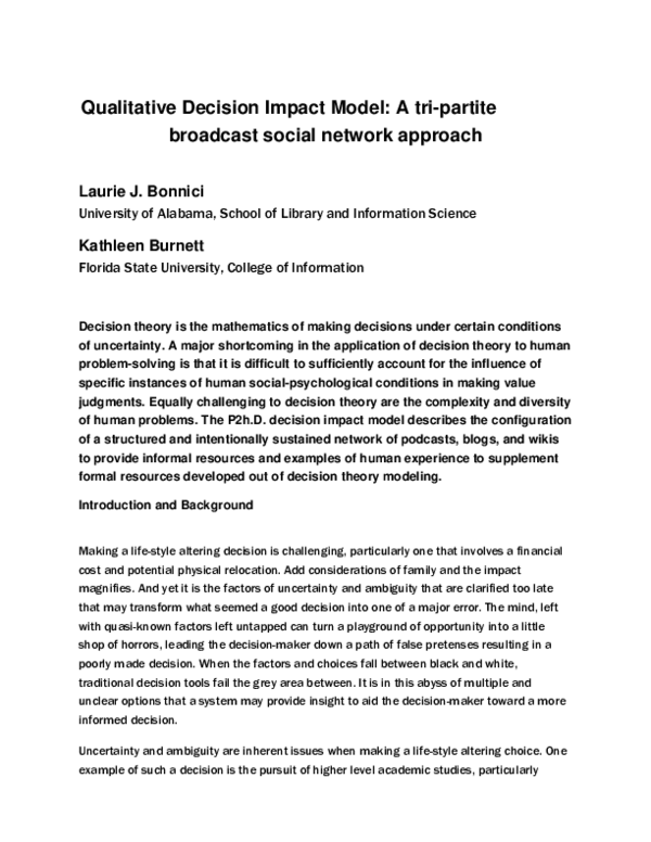 (PDF) Qualitative decision impact model: A tri-partite broadcast social ...