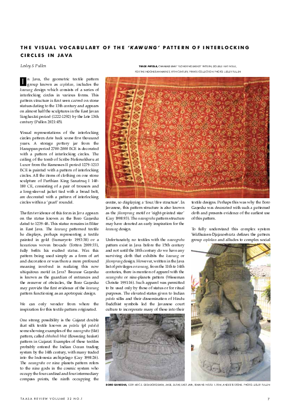 (PDF) The Visual Vocabulary of the 'Kawung' pattern of Interlocking Circles