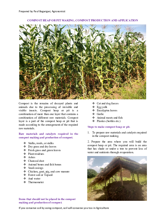 (DOC) Compost heap or pit making, compost production and compost ...