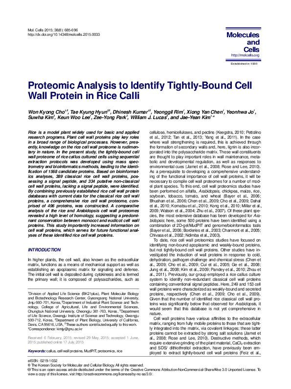 (PDF) Proteomic Analysis to Identify Tightly-Bound Cell Wall Protein in ...