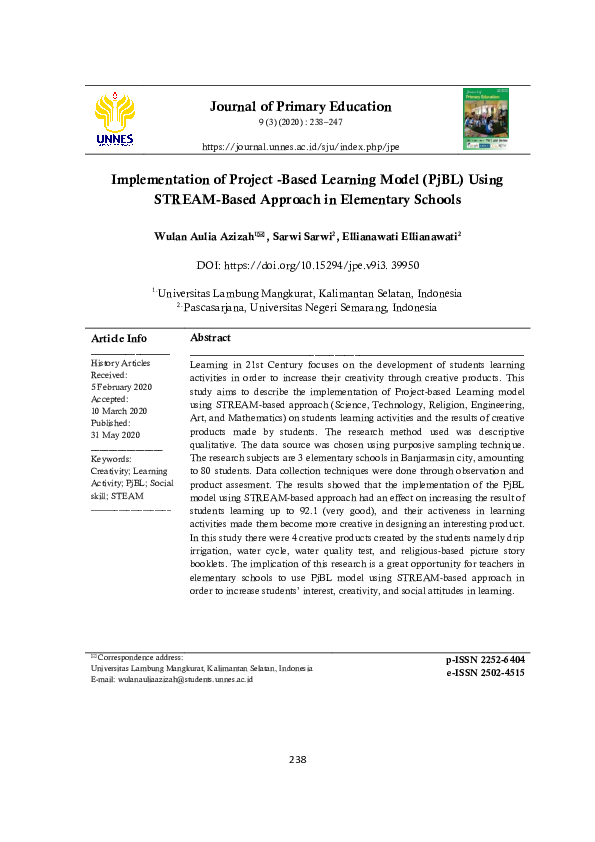 (PDF) Implementation of Project -Based Learning Model (PjBL) Using ...
