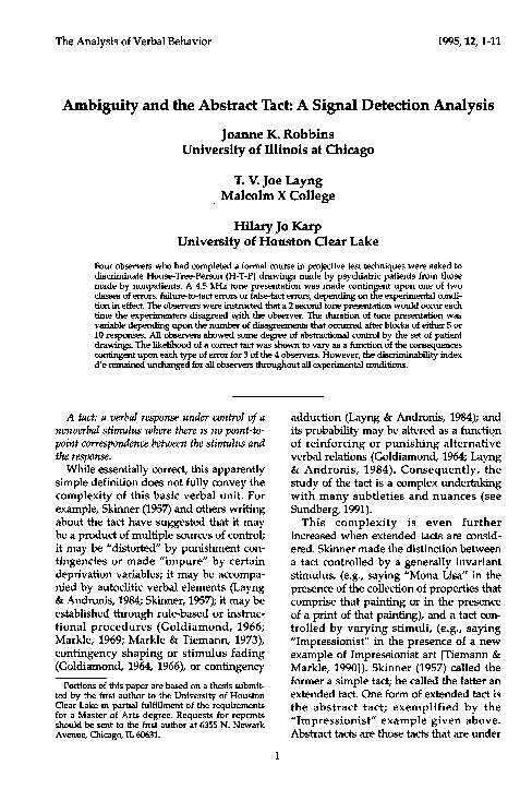(PDF) Discriminating H-T-P Drawings: A Signal Detection Study
