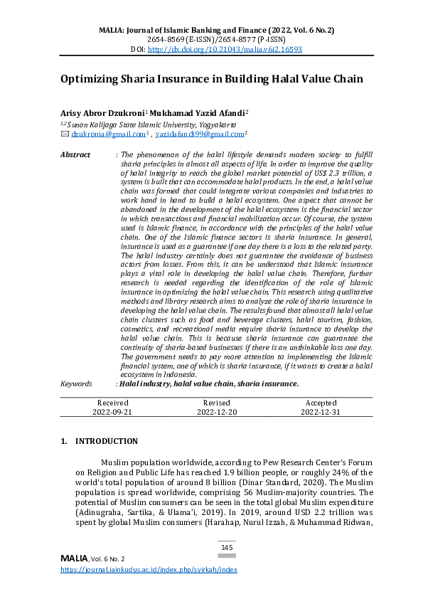 (PDF) Optimizing Sharia Insurance in Building Halal Value Chain