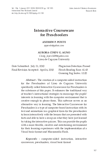 (PDF) Interactive Courseware for Preschoolers