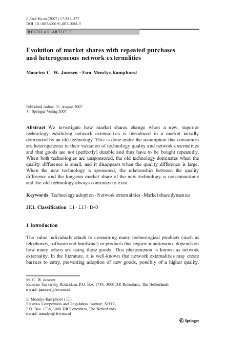 (PDF) Evolution of market shares with repeated purchases and ...