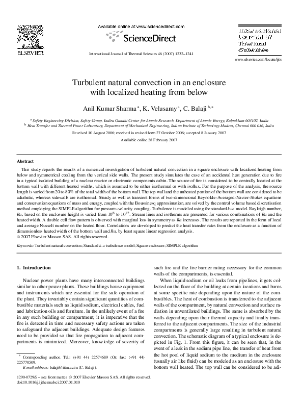Pdf Turbulent Natural Convection In An Enclosure With Localized