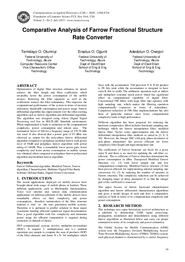 Pdf Comparative Analysis Of Farrow Fractional Structure Rate Converter