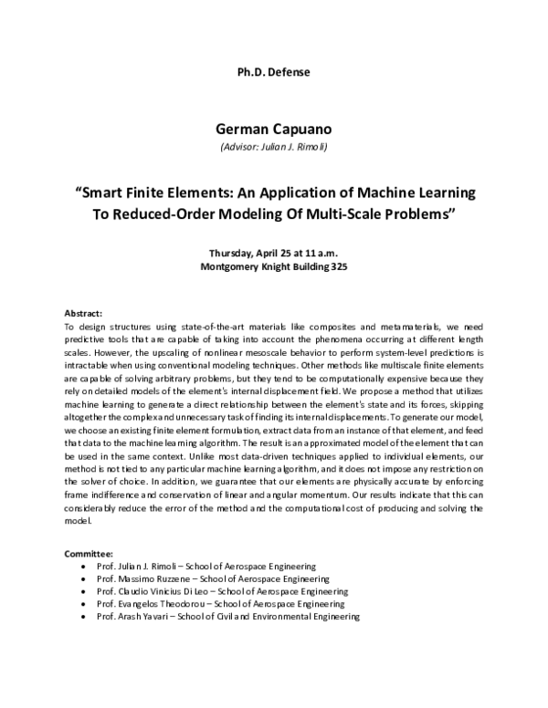 (PDF) Smart Finite Elements: An application of Machine Learning to Reduced-Order Modeling of ...