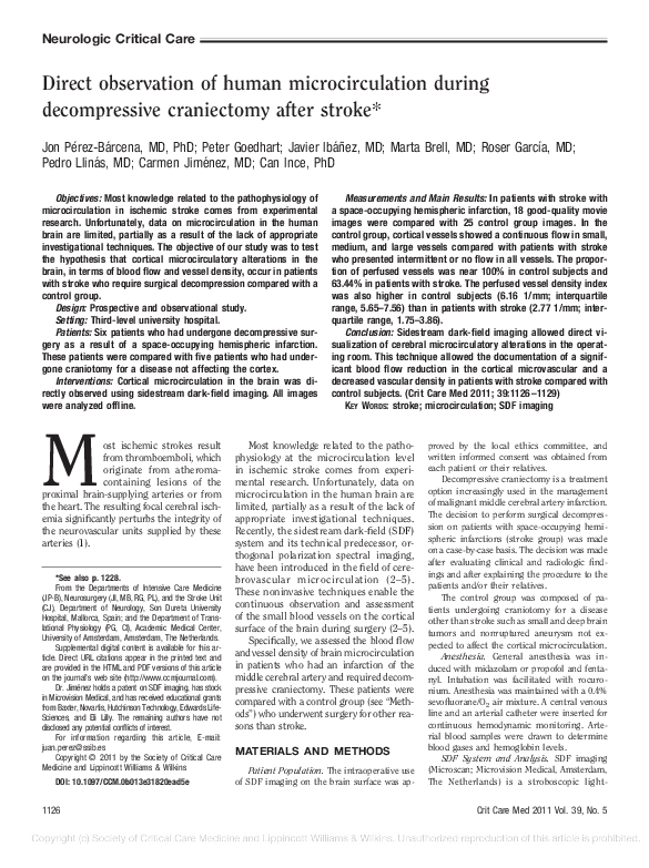 (PDF) Direct observation of human microcirculation during decompressive ...