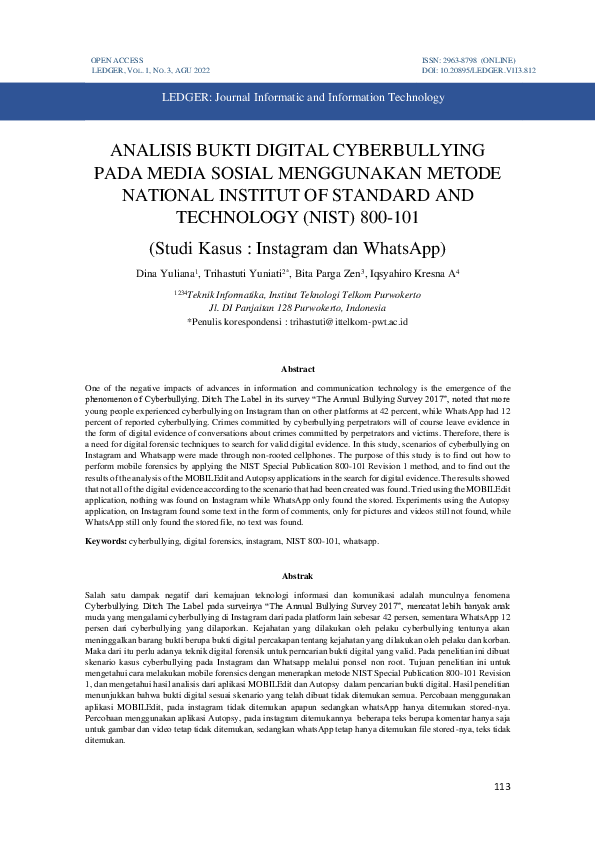 (PDF) Analisis Bukti Digital Cyberbullying Pada Media Sosial ...