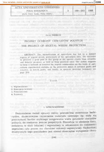 (PDF) The project of segetal weed's protection