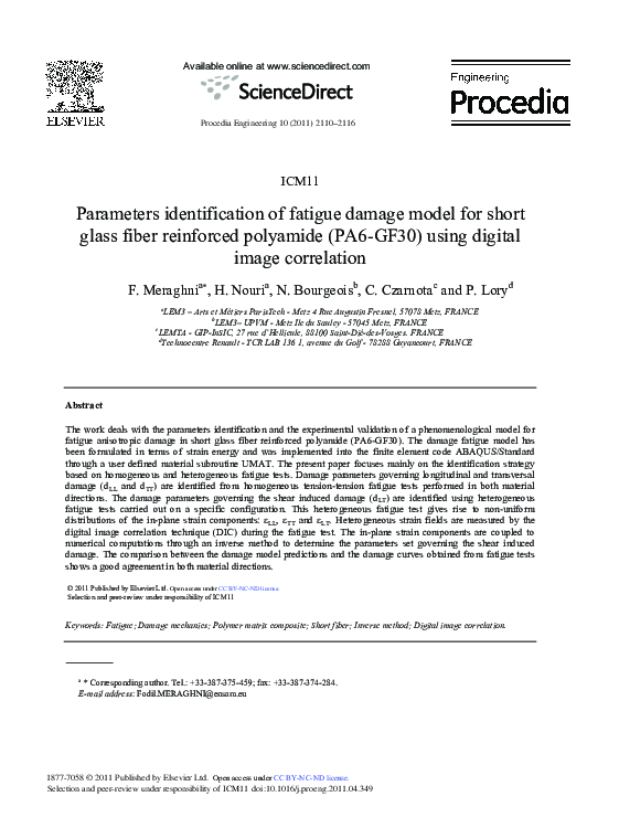 (PDF) Parameters identification of fatigue damage model for short glass fiber reinforced ...