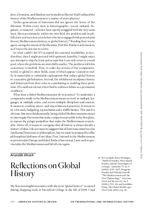 (PDF) "Reflections on Global History"
