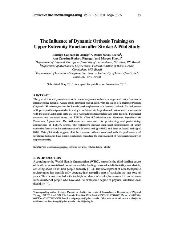 (PDF) The Influence of Dynamic Orthosis Training on Upper Extremity Function after Stroke: A ...