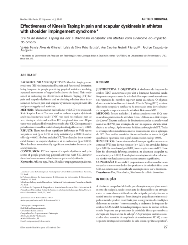 (PDF) Efeito do Kinesio Taping na dor e discinesia escapular em atletas ...