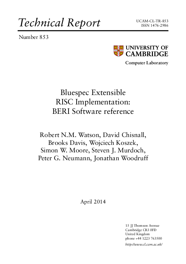 (PDF) Bluespec Extensible RISC Implementation: BERI Software reference