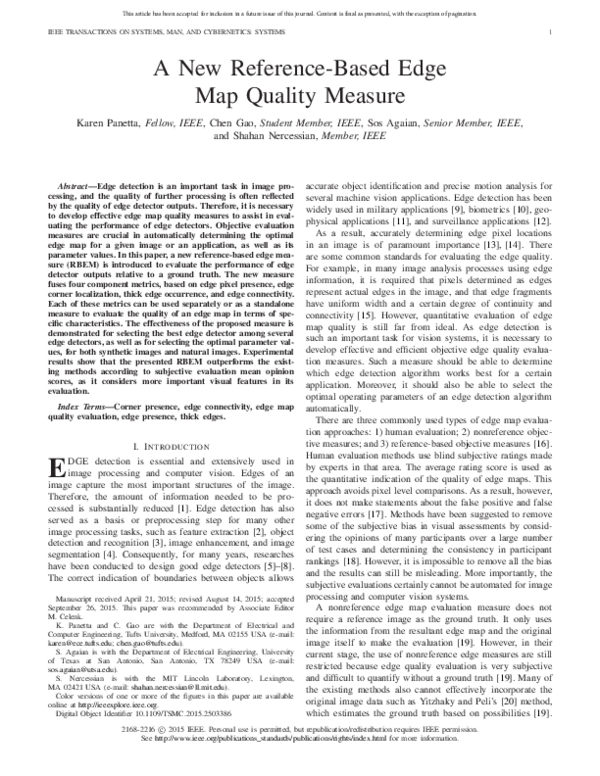 (PDF) A New Reference-Based Edge Map Quality Measure
