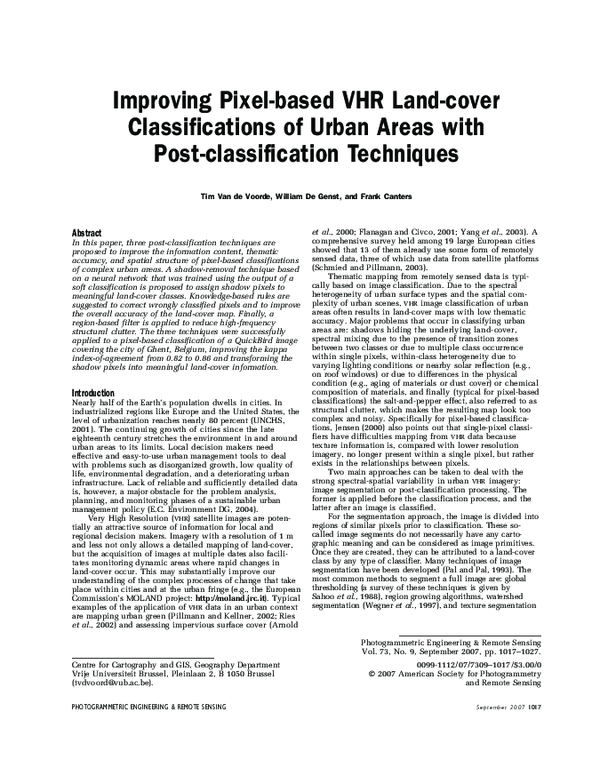 Pdf Enhancing Urban Land Cover Classifications 