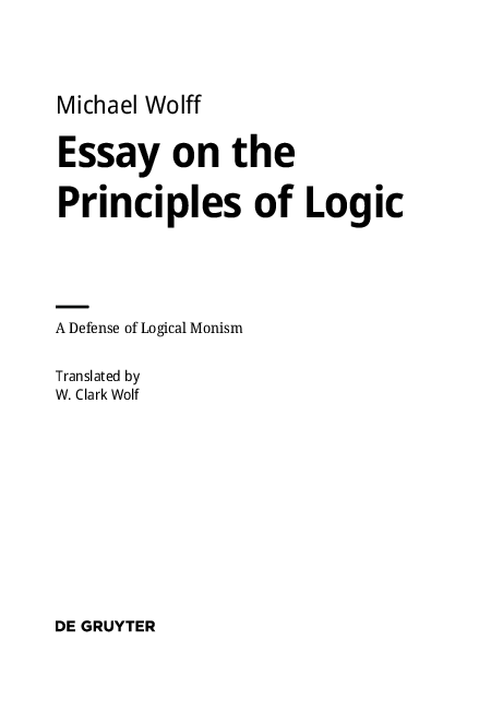 (PDF) Essay on the Principles of Logic - Table of Contents