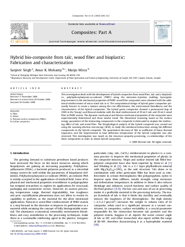 (PDF) Hybrid bio-composite from talc, wood fiber and bioplastic ...