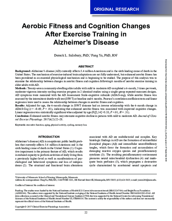 (PDF) Aerobic Fitness and Cognition Changes After Exercise Training in ...