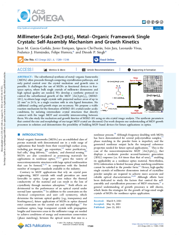 (PDF) Millimeter-Scale Zn(3-ptz)2 Metal–Organic Framework Single Crystals: Self-Assembly ...