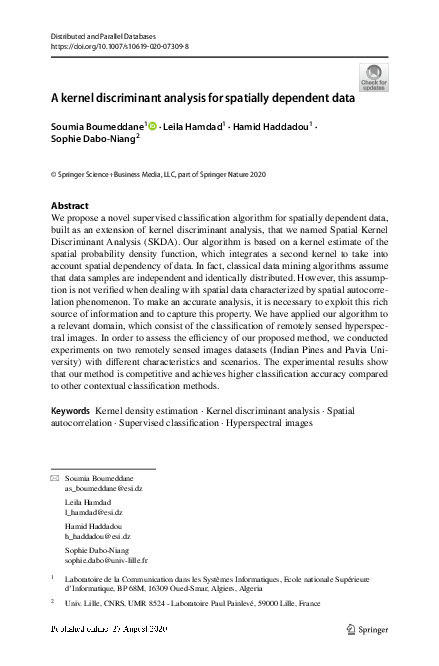 (PDF) A kernel discriminant analysis for spatially dependent data