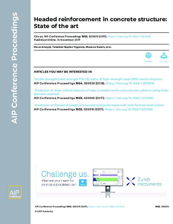 (PDF) Headed reinforcement in concrete structure: State of the art
