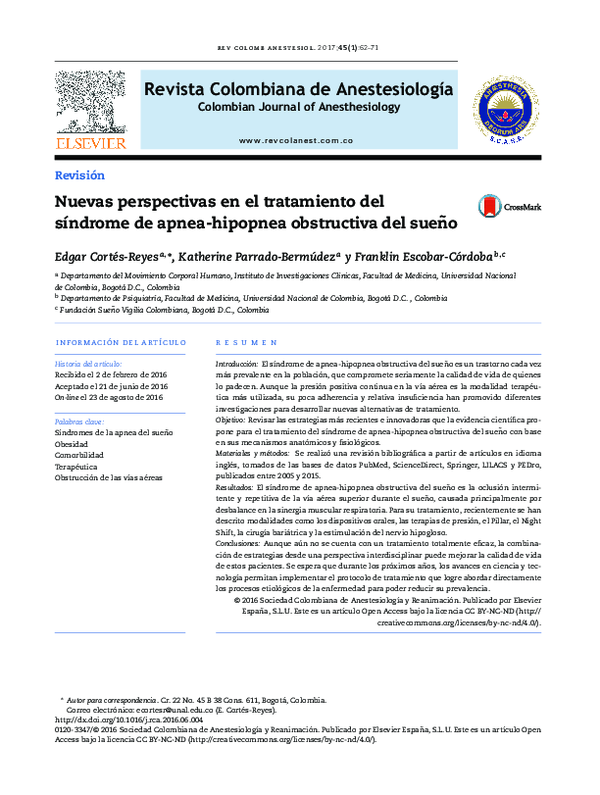 (PDF) Nuevas perspectivas en el tratamiento del síndrome de apnea ...