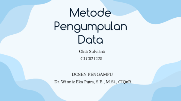 (PPT) PPT [Tugas 7] Metode Pengumpulan Data