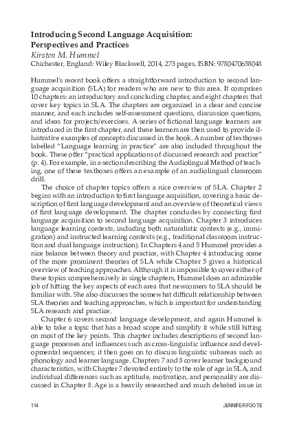 (PDF) Introducing Second Language Acquisition: Perspectives and ...